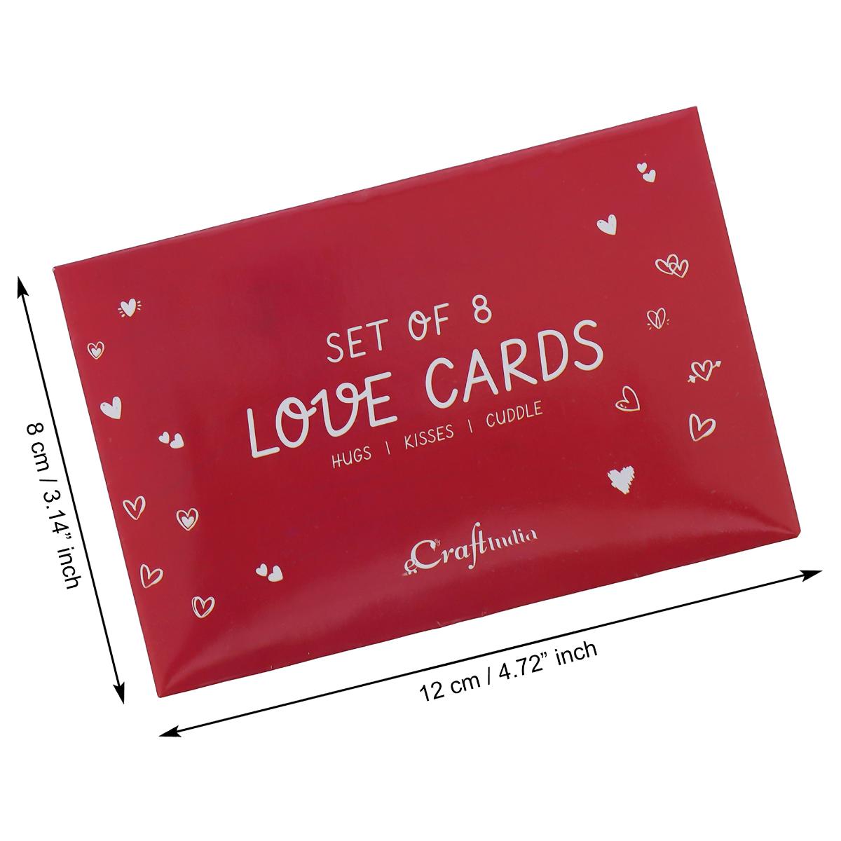 Buy eCraftIndia Combo of Set of 8 Love Gift Cards, Rectangle Shape Gift ...