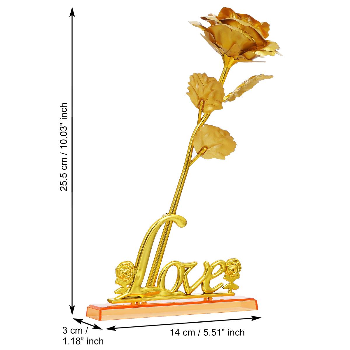 Buy eCraftIndia Love Golden Rose Flower Showpiece - Valentine's Day ...