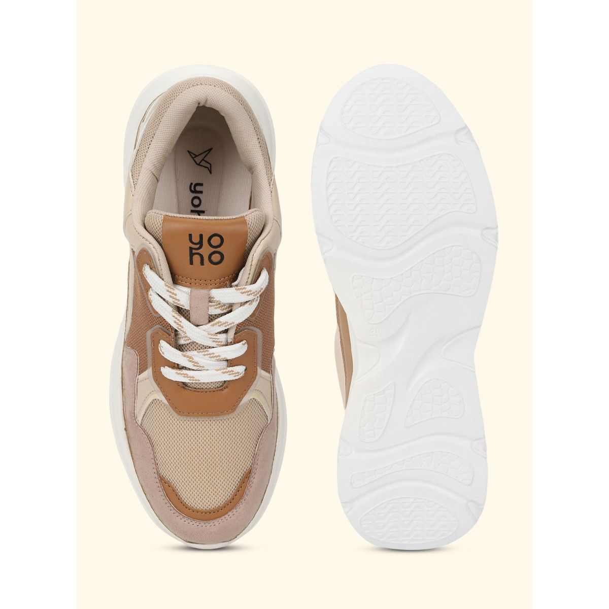 Buy Yoho Beige Chunky Sneakers for Women Online
