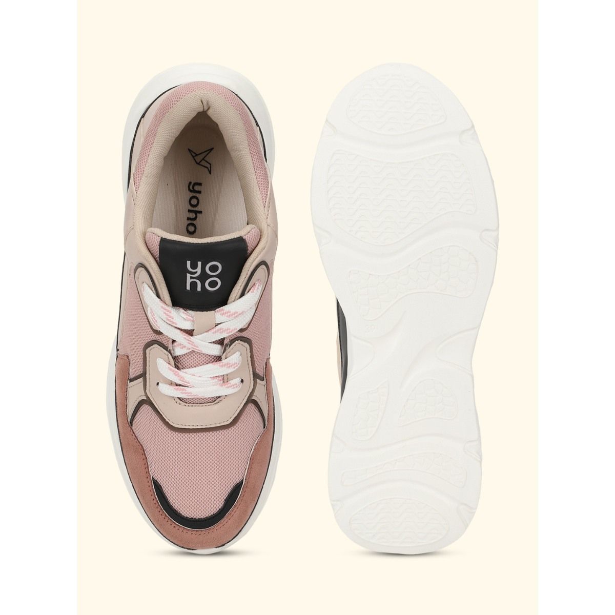 Buy Yoho Peach Chunky Sneakers for Women Online