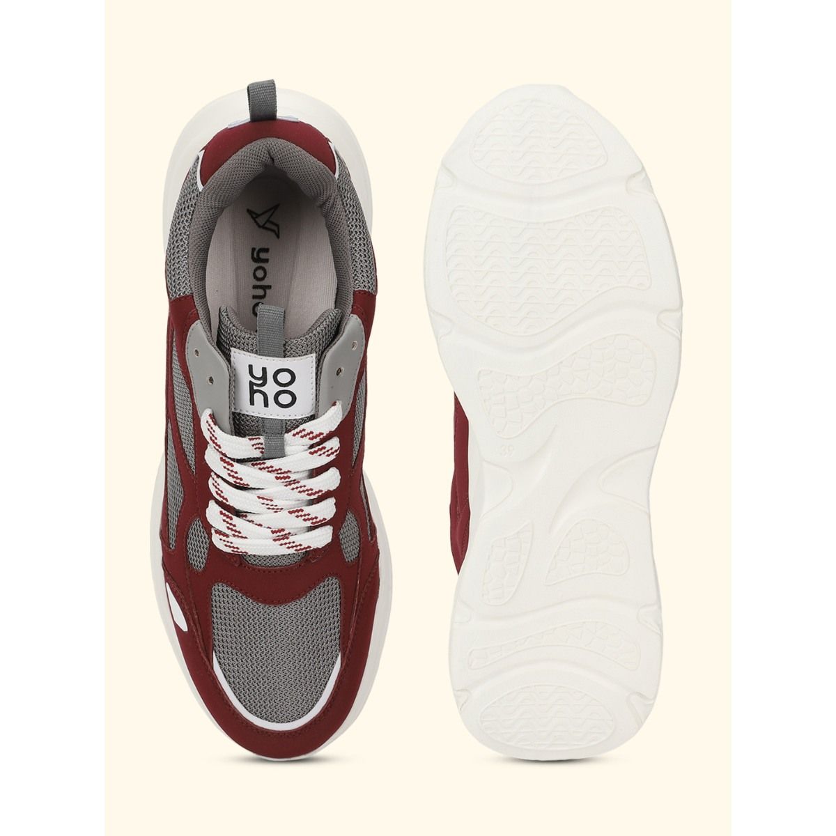 Buy Yoho Maroon Chunky Sneakers for Women Online