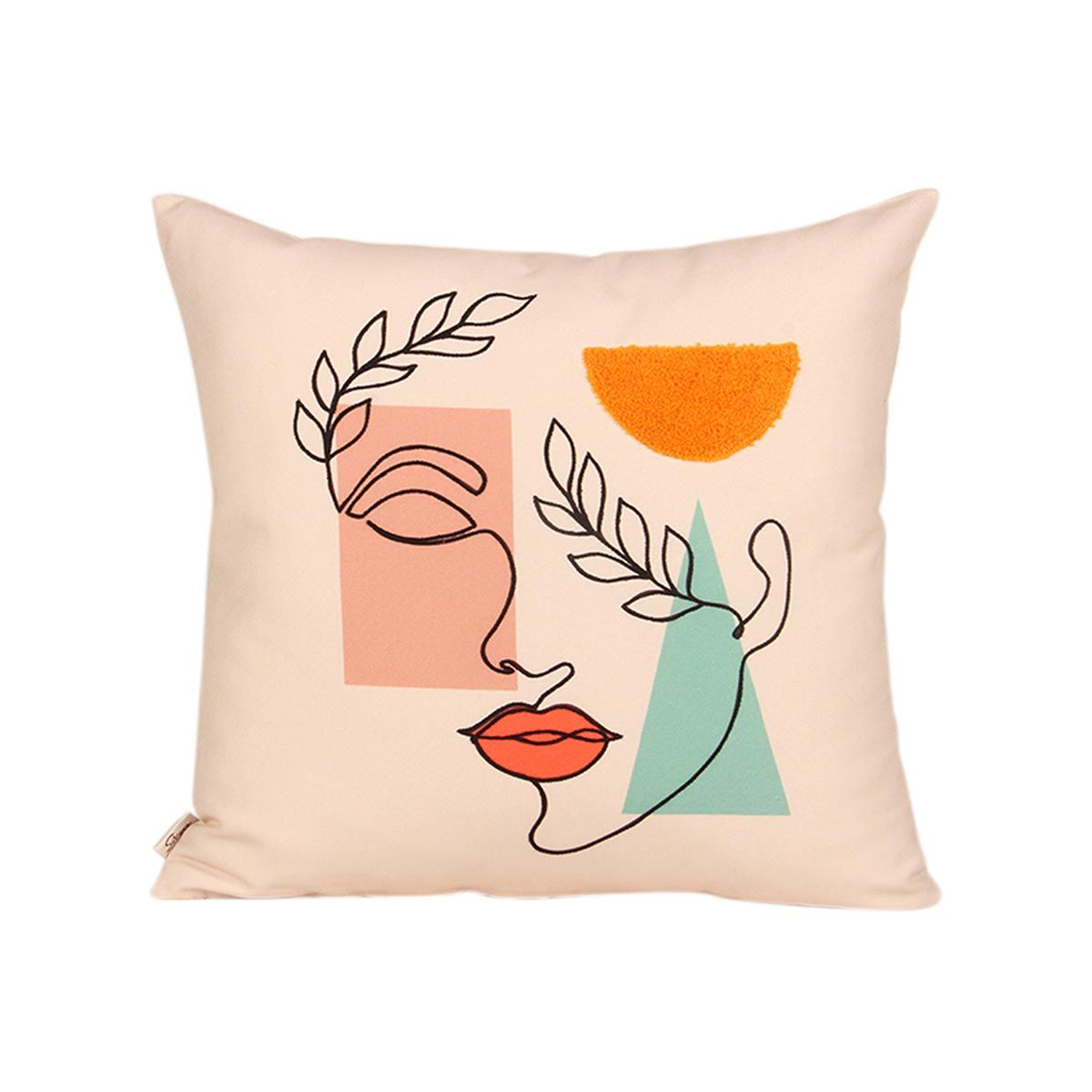 Buy Sivya by Home Printed And Embroidered Cushion Cover Square Pink ...