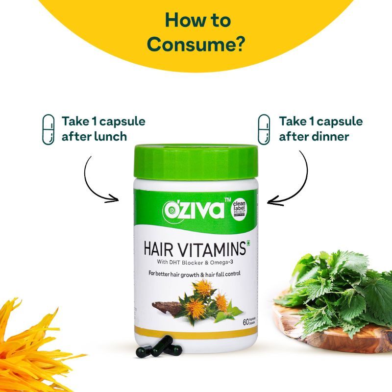 Oziva Hair Vitamins (with Dht Blocker & Omega 3) For Better Hair Growth ...