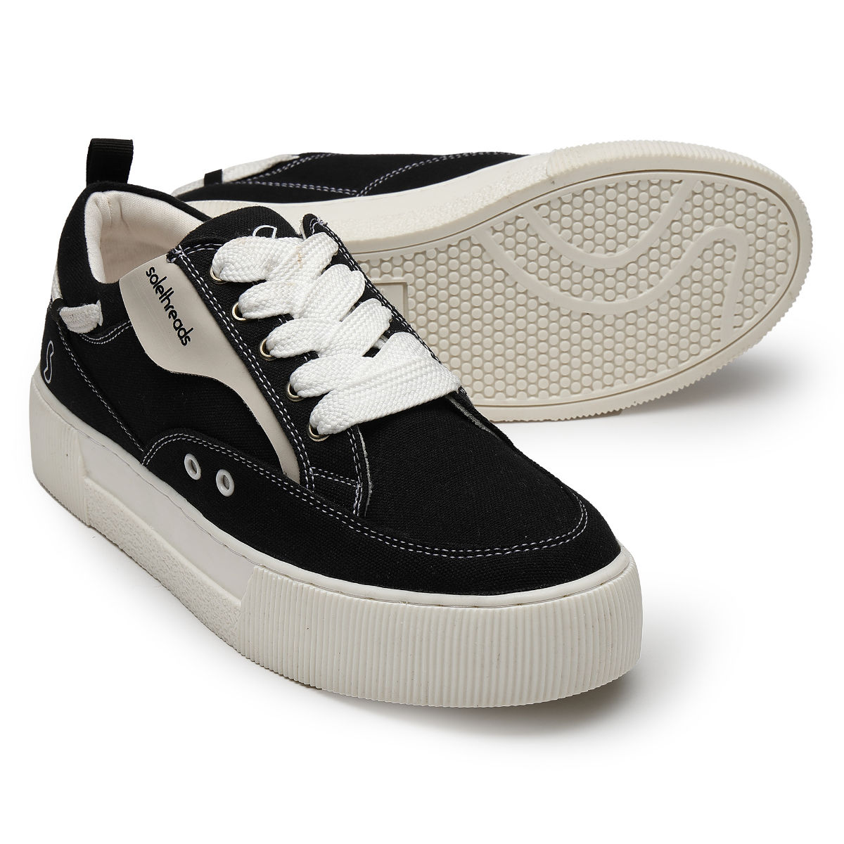 Buy SOLETHREADS Funk Solid Black Women Sneakers Online