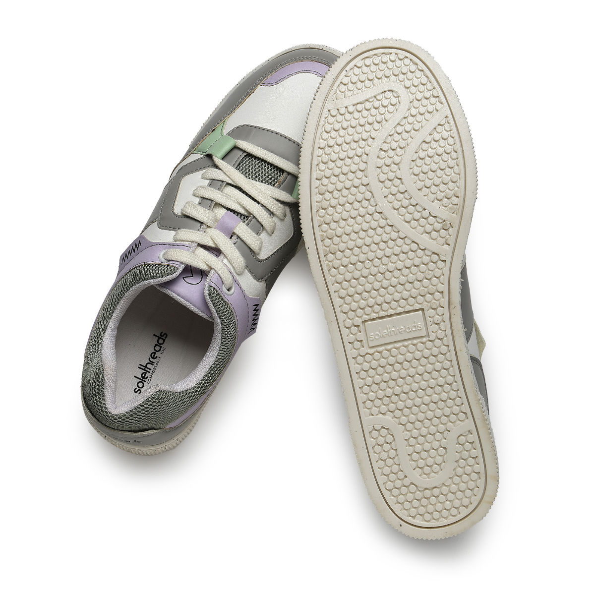 Buy SOLETHREADS Rogue Solid Purple & Green Women Sneakers Online