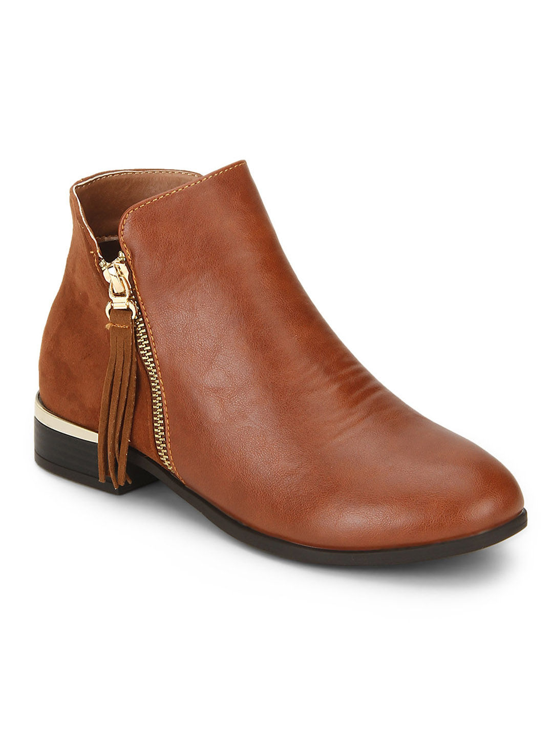 Truffle Collection Tan Pu Zipped Detail Ankle Boots: Buy Truffle ...