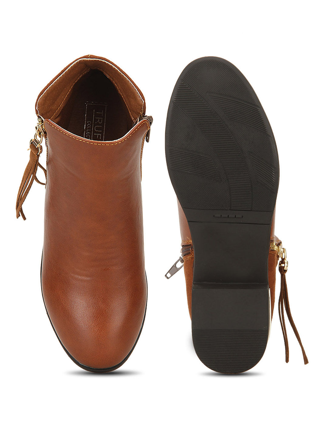 Truffle Collection Tan Pu Zipped Detail Ankle Boots: Buy Truffle ...