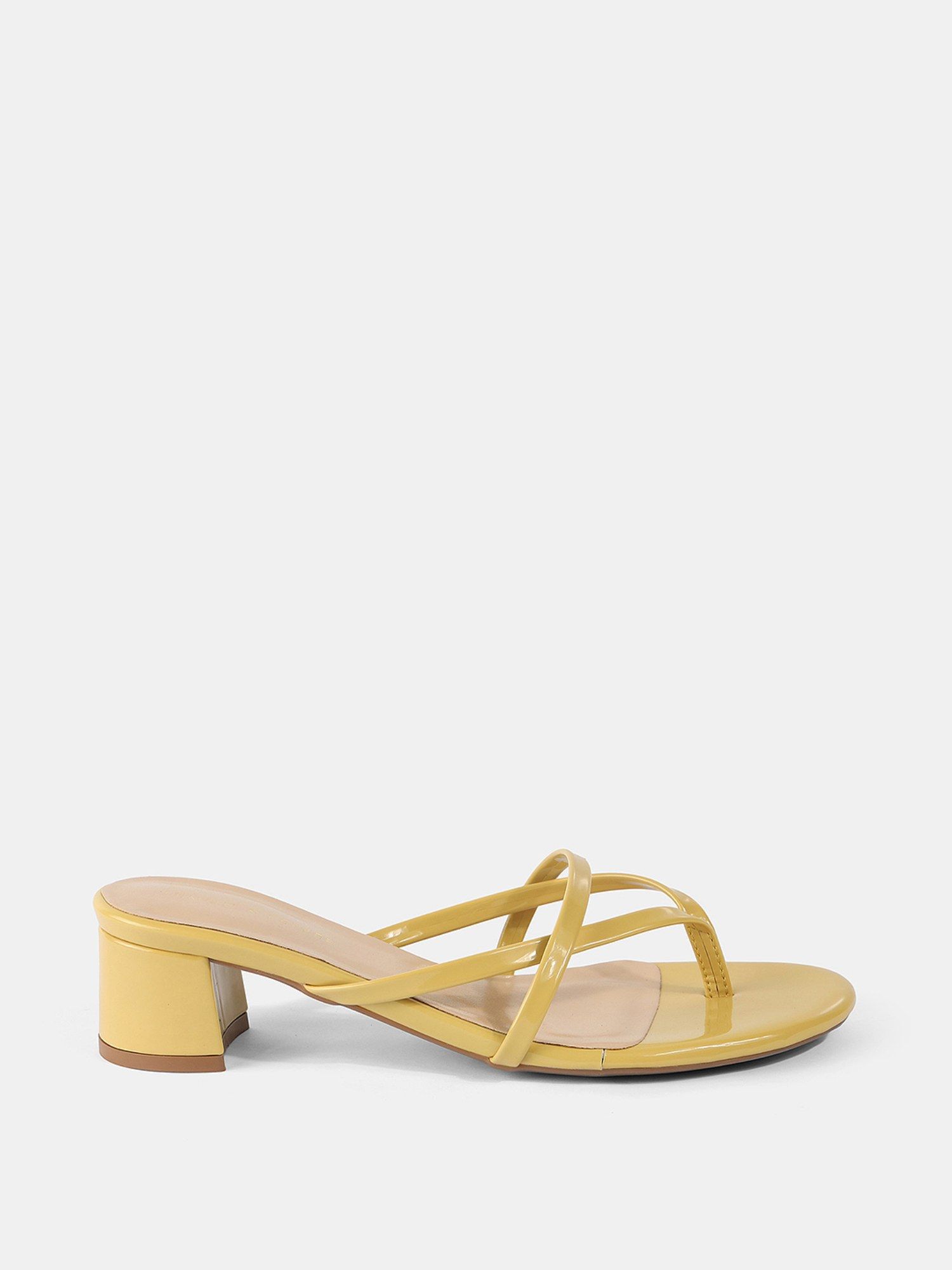 Lemon & Pepper Yellow Block Heels Sandals: Buy Lemon & Pepper Yellow ...