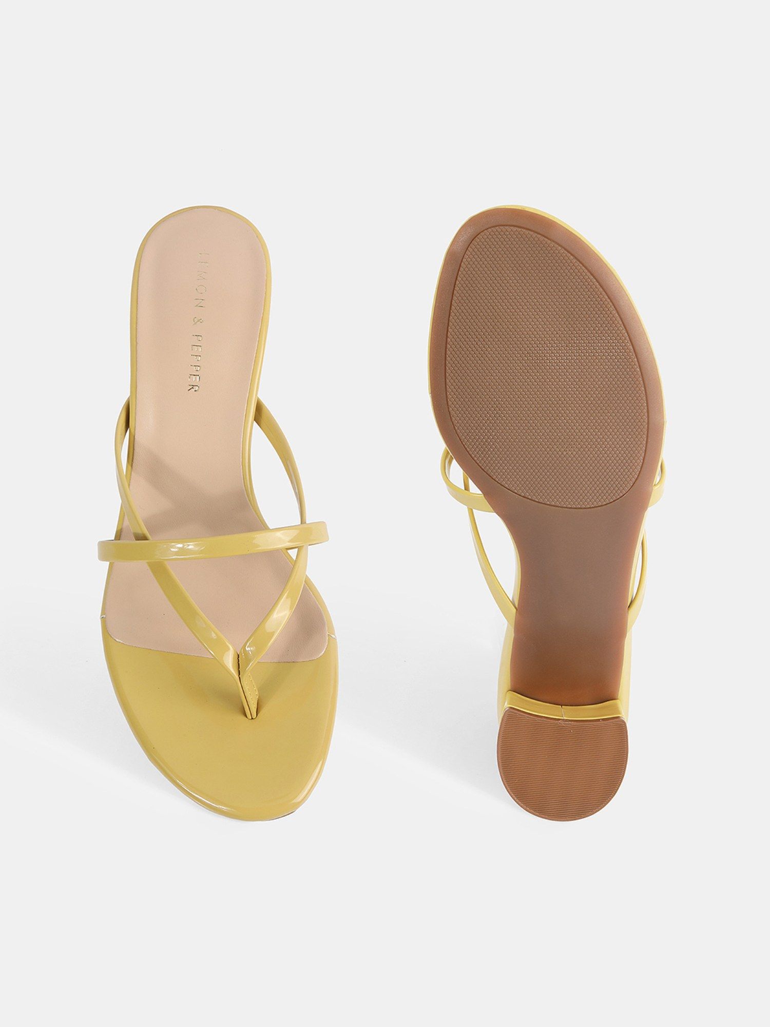Lemon & Pepper Yellow Block Heels Sandals: Buy Lemon & Pepper Yellow ...