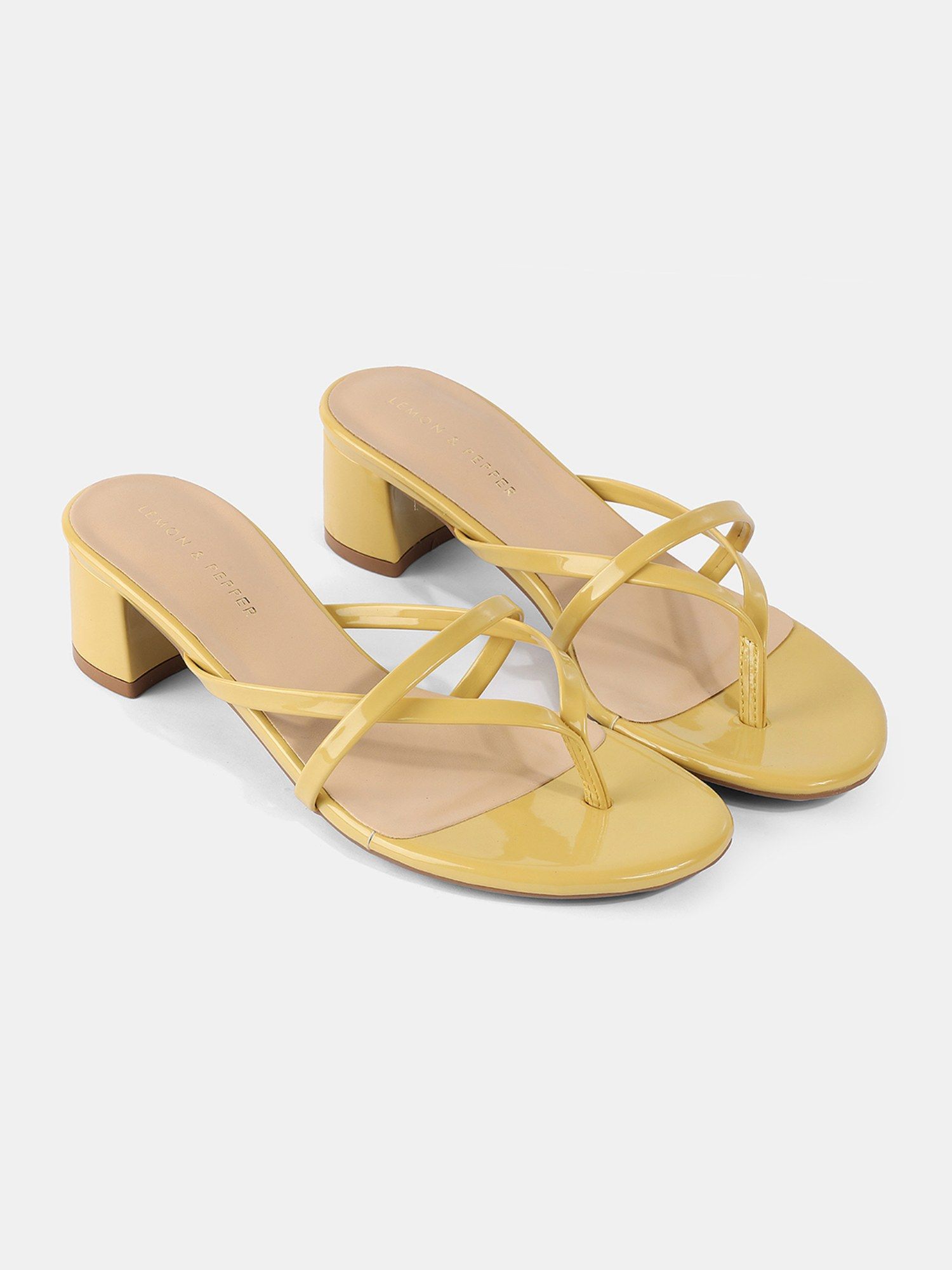 Lemon & Pepper Yellow Block Heels Sandals: Buy Lemon & Pepper Yellow ...