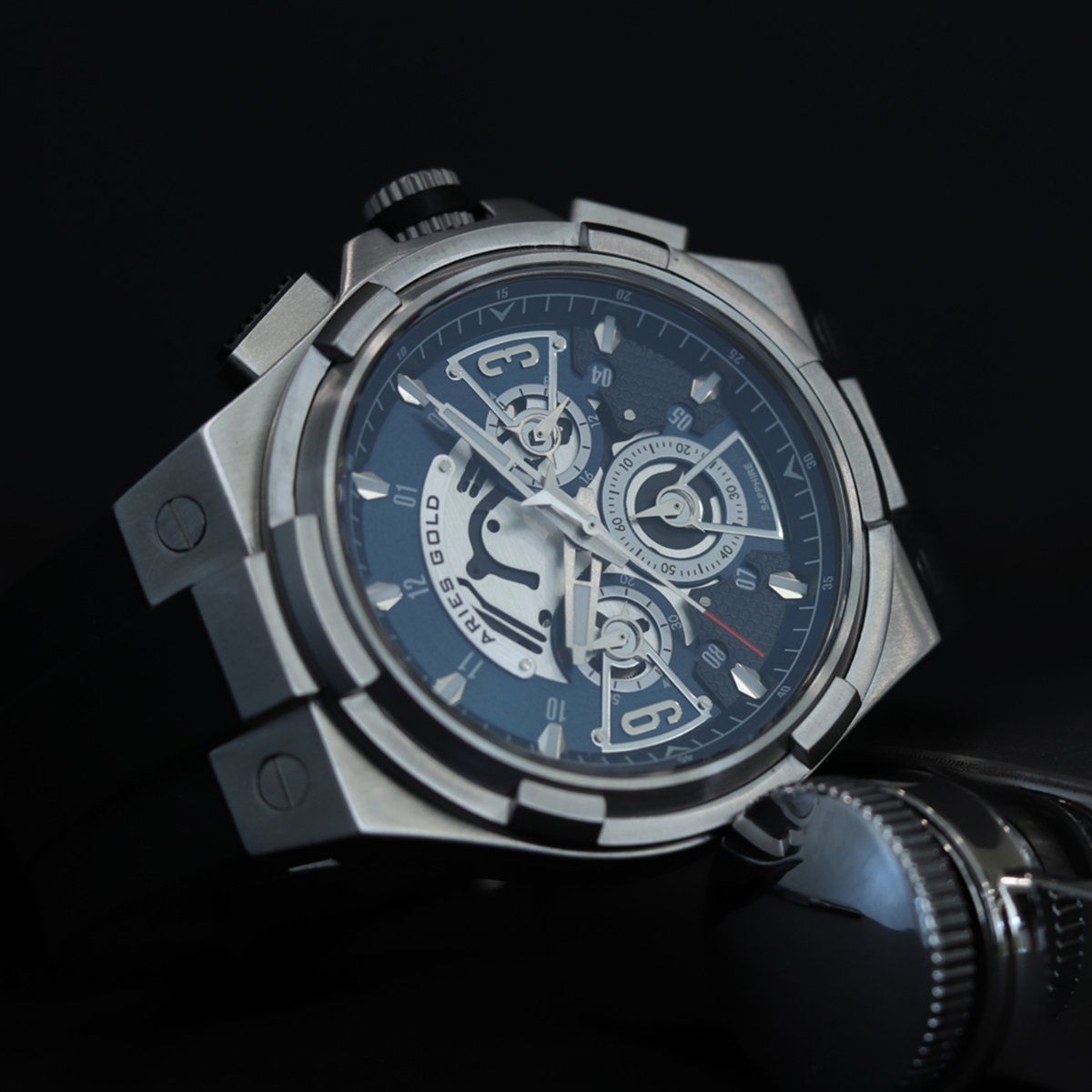 Aries Gold Lightning Chronograph Skeleton Watch With Sapphire Glass For ...