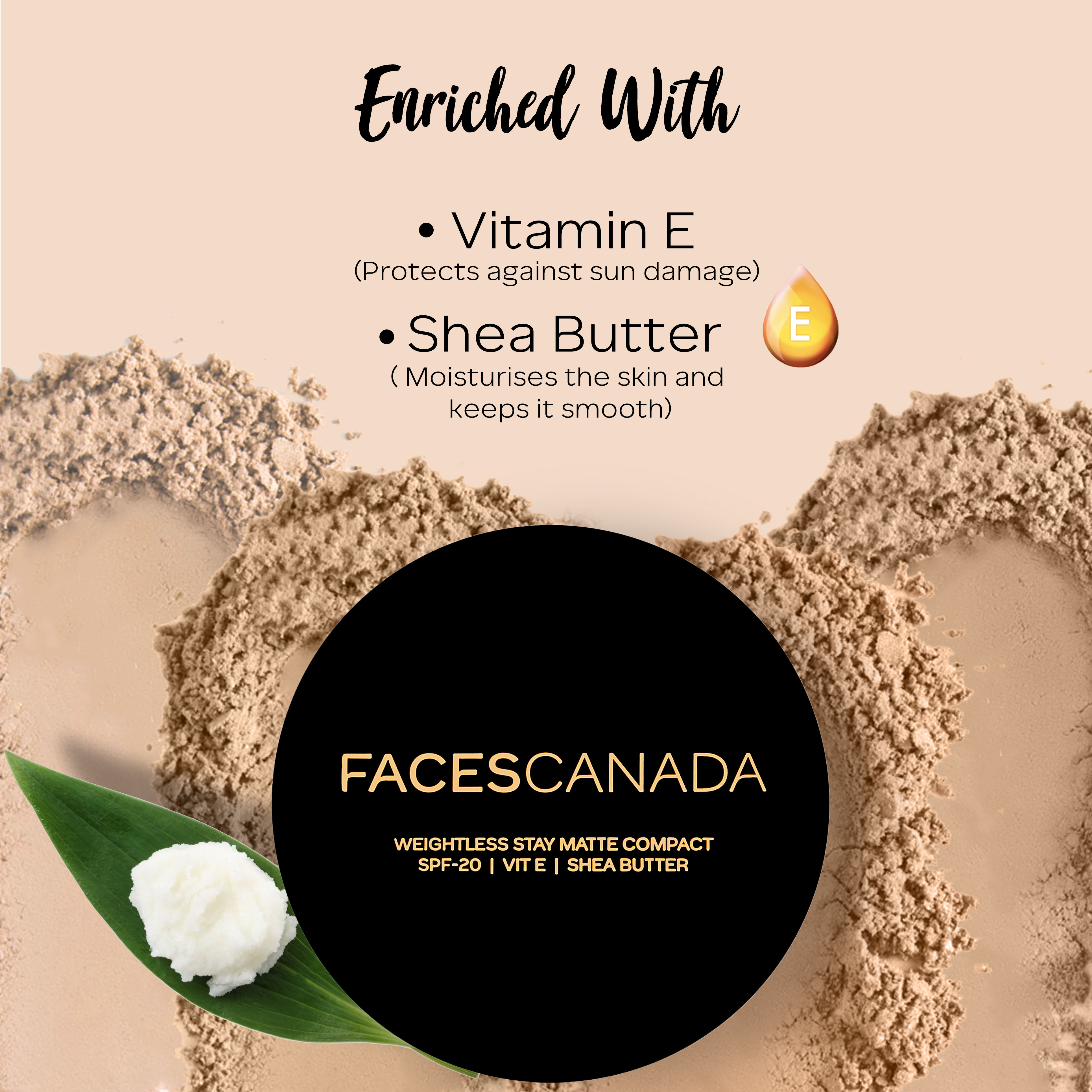 Faces Canada Weightless Stay Matte Compact SPF-20 Vitamin E & Shea ...