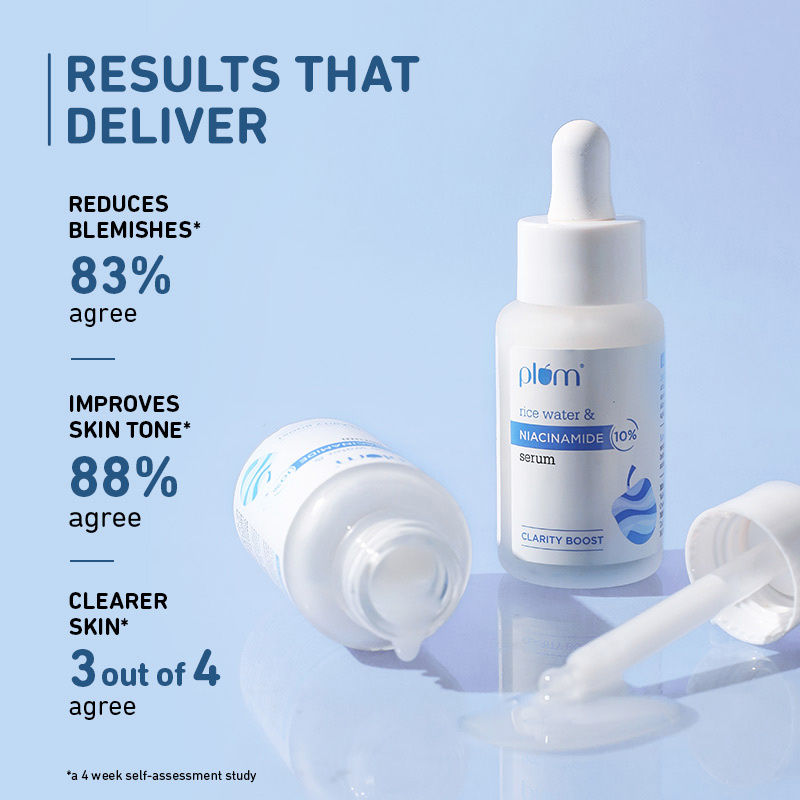 Plum 10% Niacinamide Face Serum With Rice Water For Clear & Bright Skin ...
