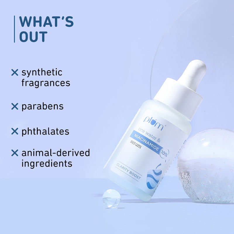 Plum 10% Niacinamide Face Serum With Rice Water For Clear & Bright Skin ...