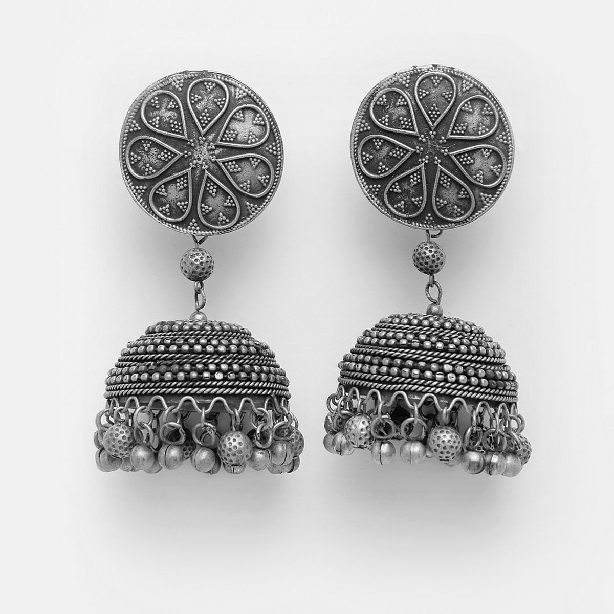 Buy Moedbuille Ghungroo Studded Temple Tribal Design Oxidised Silver ...