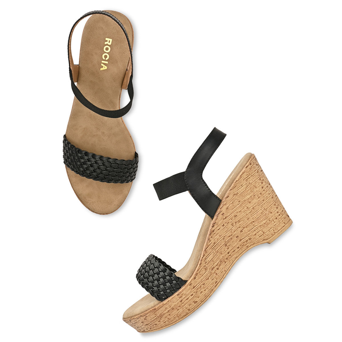 Buy ROCIA By Regal Black Women Braided Platform Wedges Online