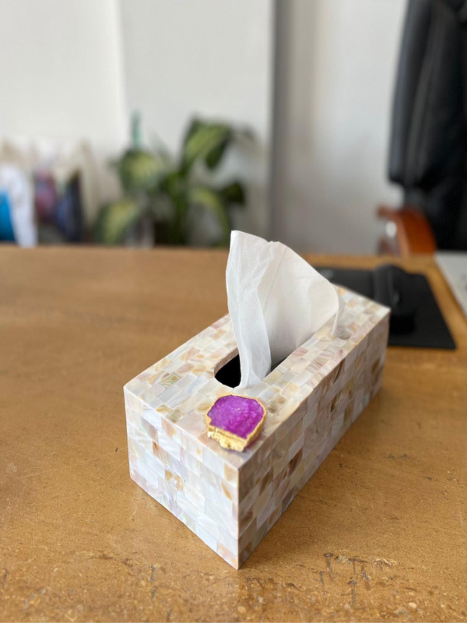 Buy Homearte Mother Of Pearl With Agate Tissue Box Holder- Pink Online