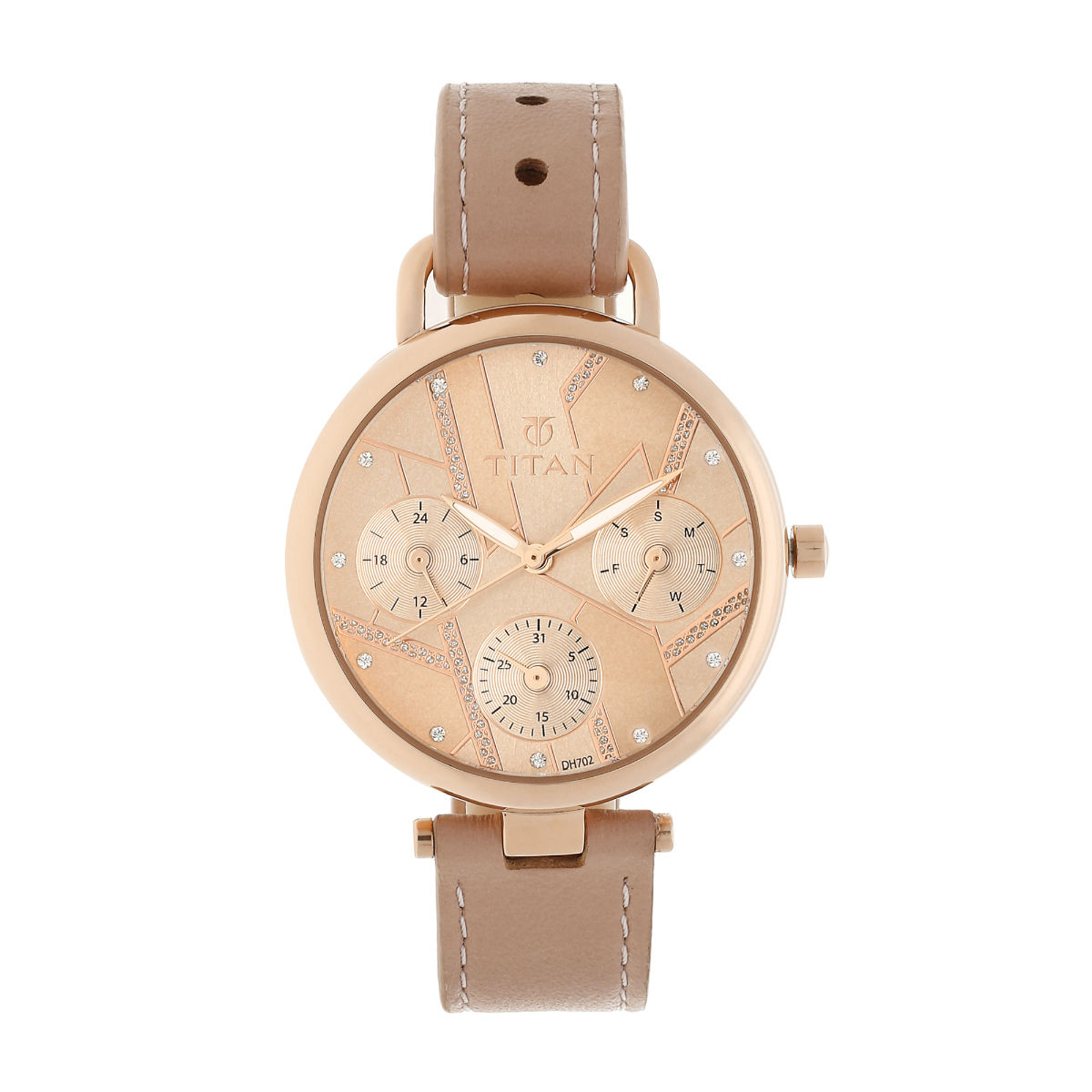 Buy Titan Rose Gold Dial Pink Leather Strap Watch Online