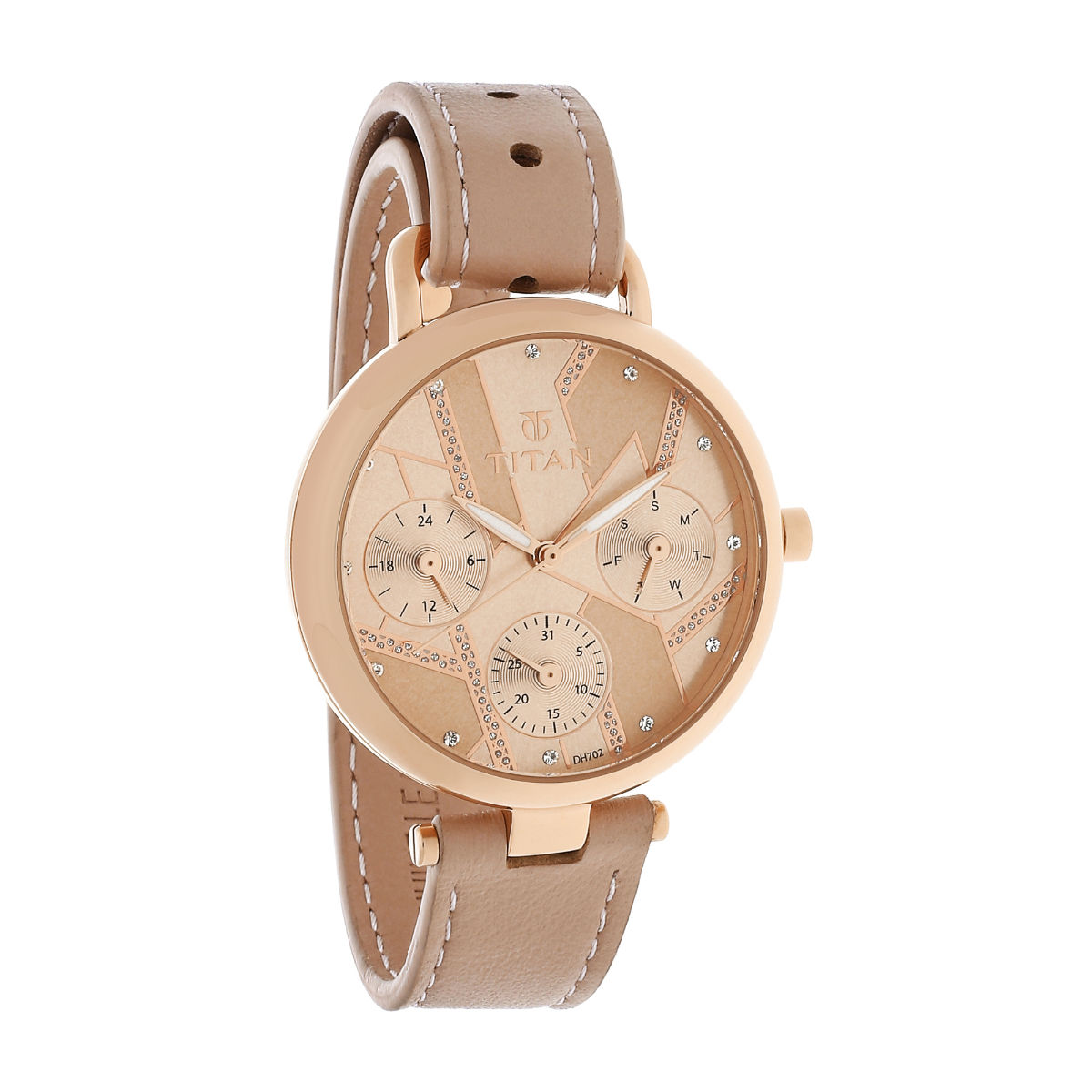 Buy Titan Rose Gold Dial Pink Leather Strap Watch Online