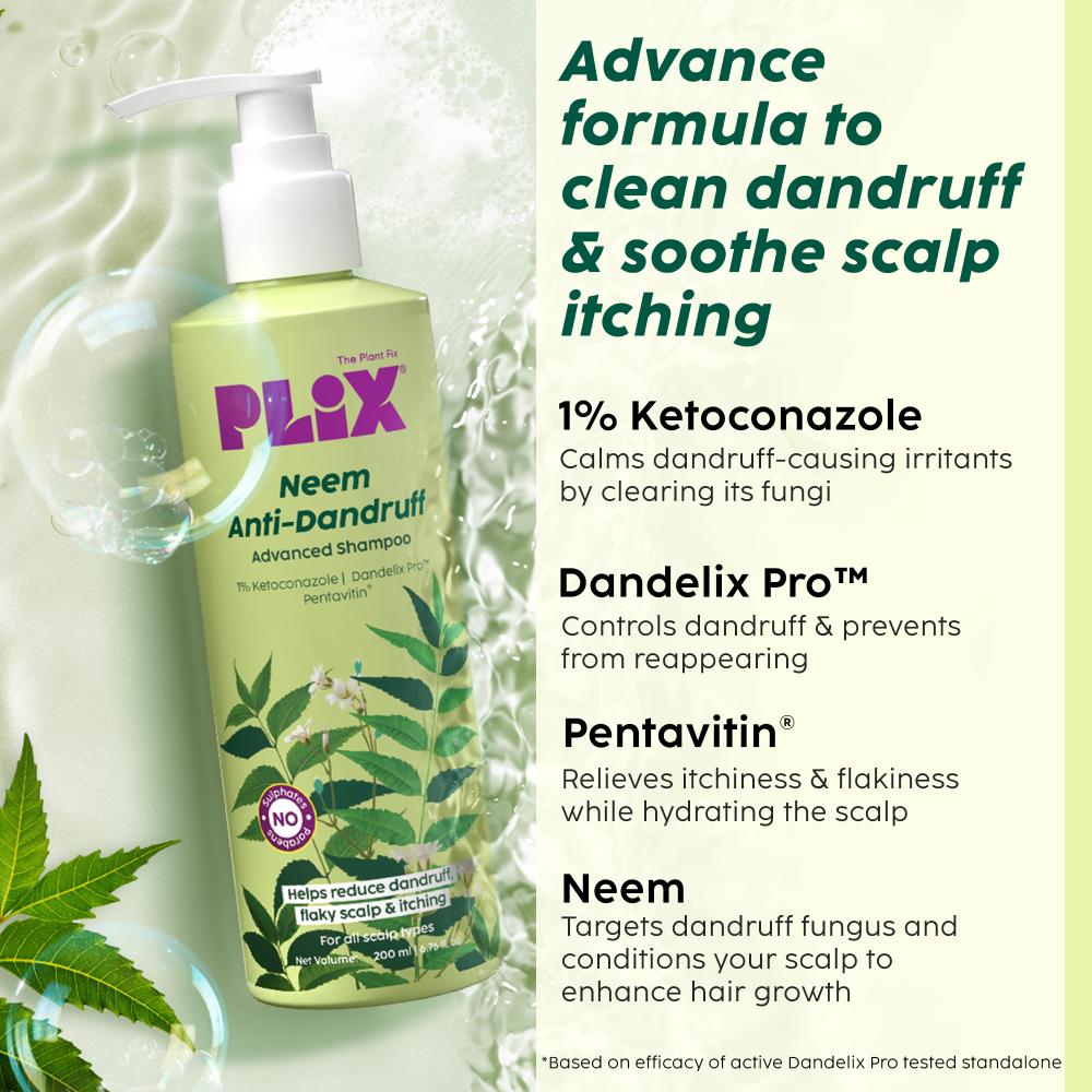 Buy Plix Neem Anti-Dandruff Advanced Kit - Shampoo + Serum Online
