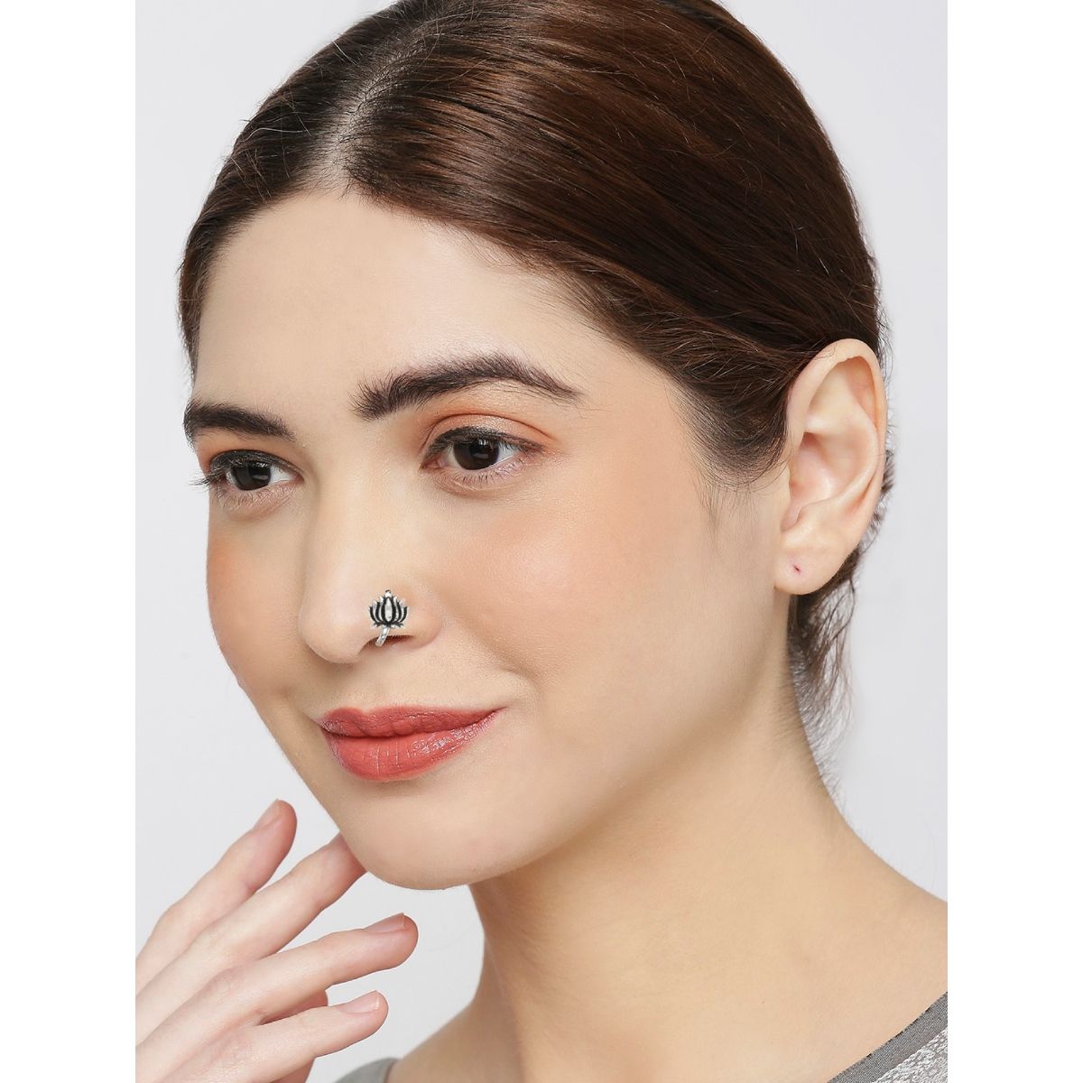 OOMPH Oxidised Silver Louts Traditional Nose Ring - Nose Pin: Buy OOMPH ...