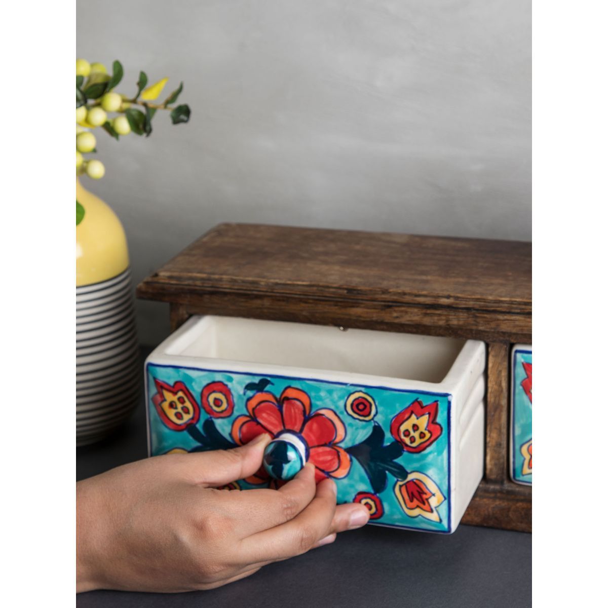 The 7 DeKor Decorative Wooden Cabinet with 2 Ceramic Drawers: Buy The 7 ...