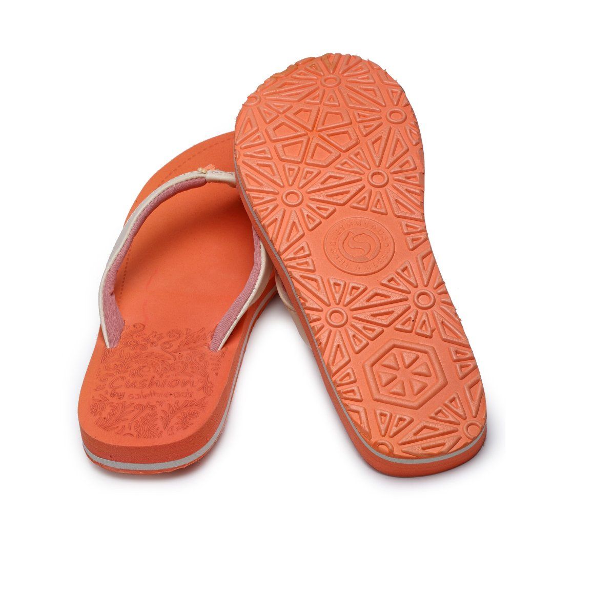 Buy SOLETHREADS Cushioned Women Peach Textured Flipflop Online
