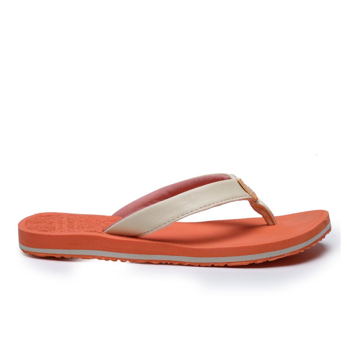 Buy SOLETHREADS Cushioned Women Peach Textured Flipflop Online