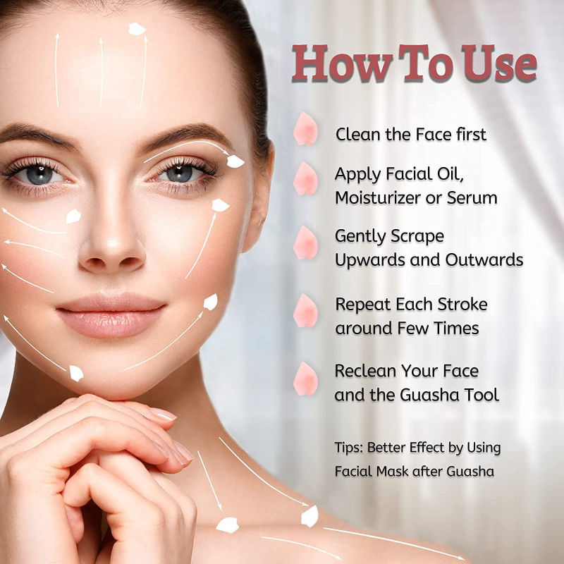 Getmecraft Rose Quartz Leaf Shape Gua Sha Facial Massage Tool With ...