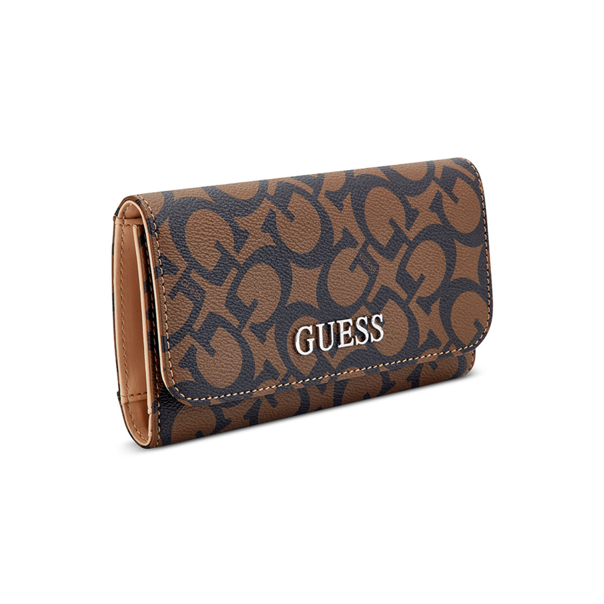 Buy Guess Dark Brown Printed Abbas Slim Wallet Online