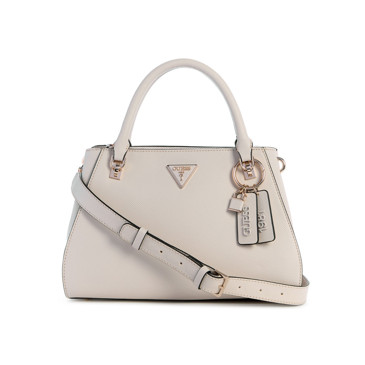 Buy Guess Beige Solid Noelle Luxury Satchel Bag Online