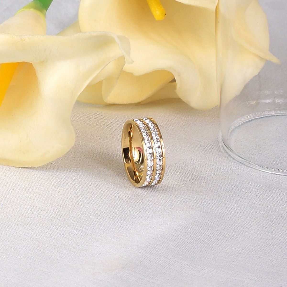 Buy Palmonas 18k Gold Plated Double Stones Band Ring For Women Online