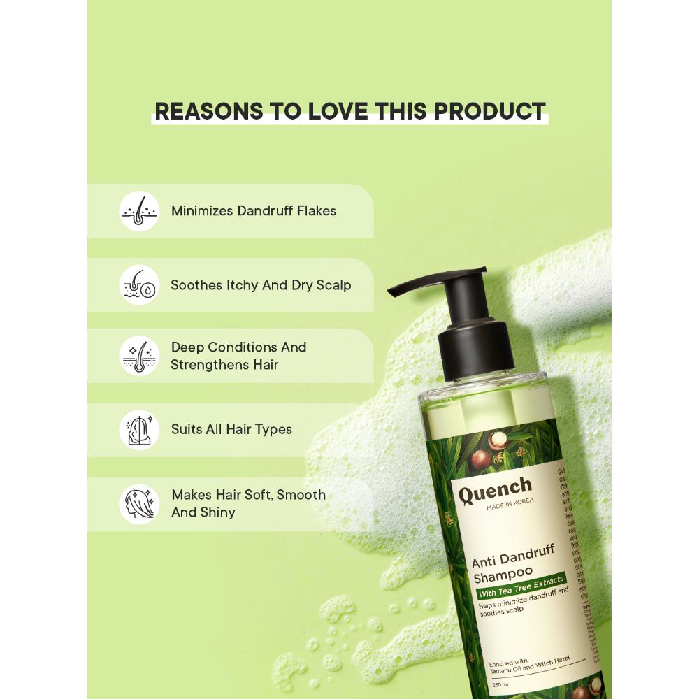 Buy Quench Anti Dandruff Shampoo With Tea Tree Extracts For Itchy & Dry ...