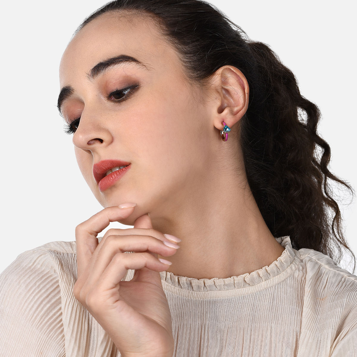 Buy Accessorize London 2 X Gem Inlay Enamel Hoop Pack Online