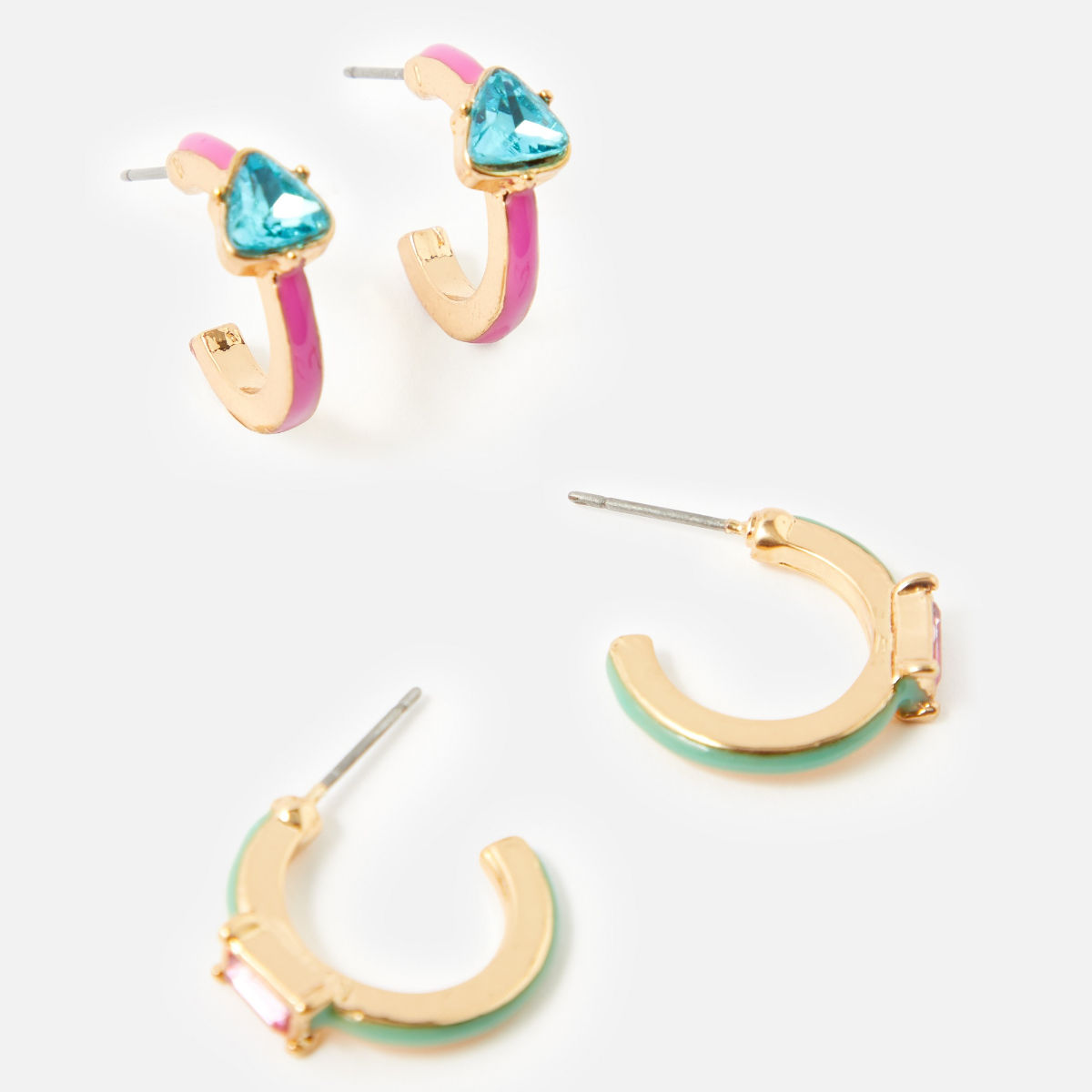 Buy Accessorize London 2 X Gem Inlay Enamel Hoop Pack Online