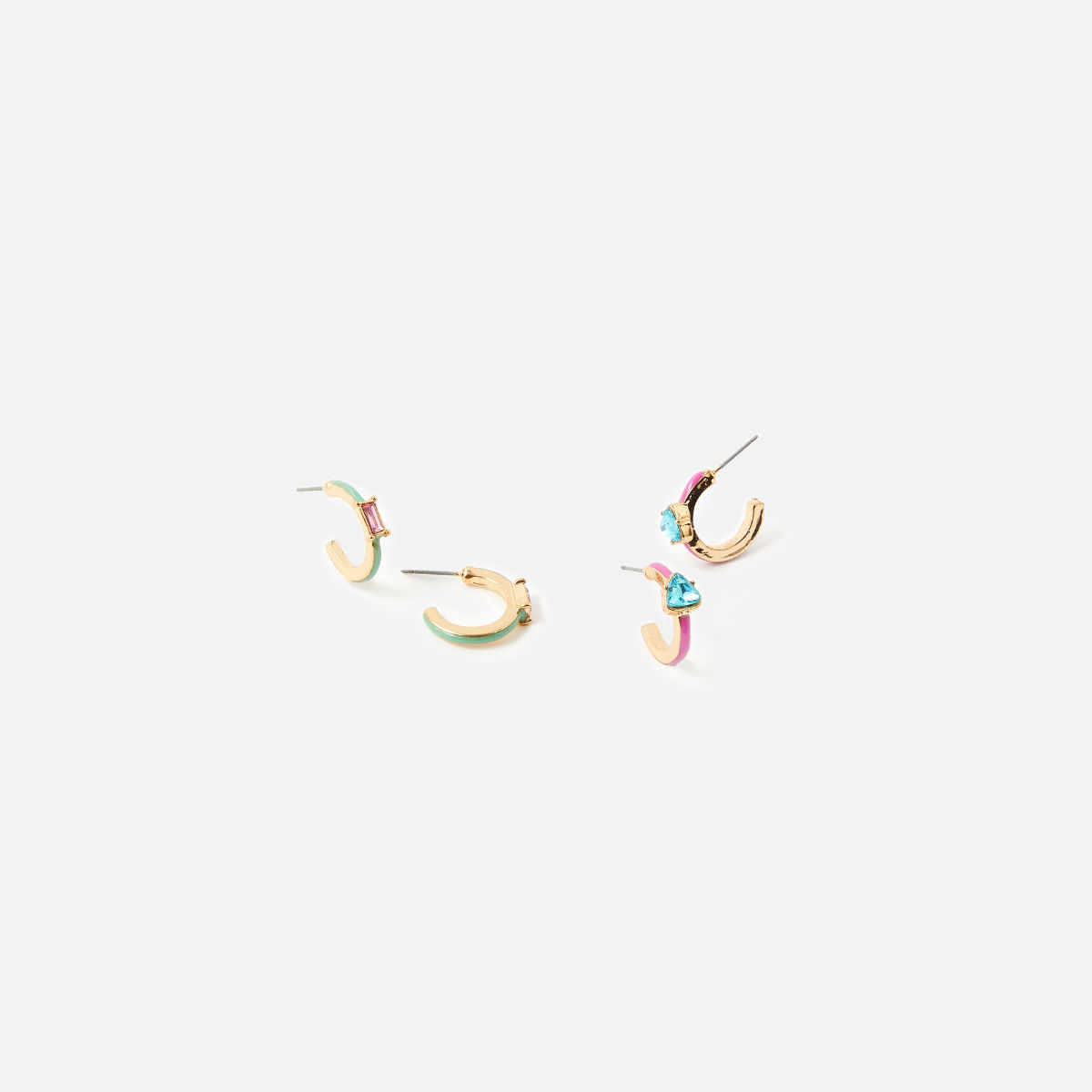 Buy Accessorize London 2 X Gem Inlay Enamel Hoop Pack Online