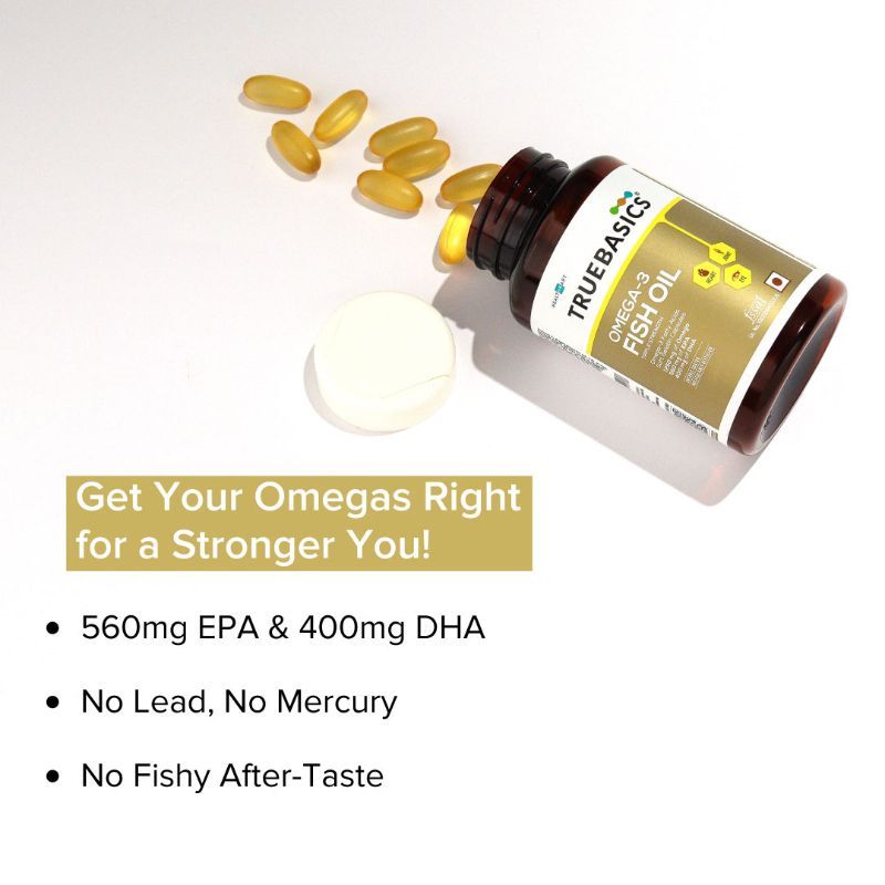 TrueBasics Omega-3 Fish Oil Triple Strength Capsules: Buy TrueBasics ...