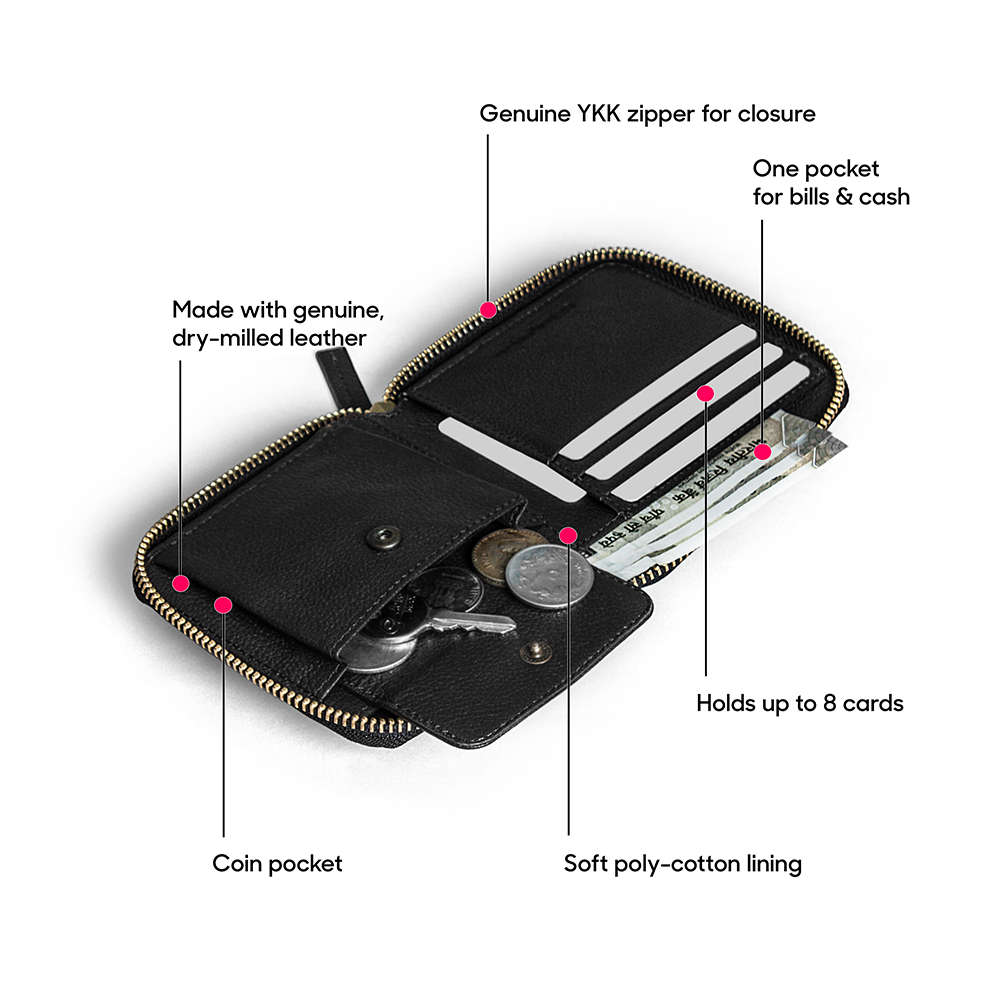 DailyObjects Black Leather Zip Wallet: Buy DailyObjects Black Leather ...
