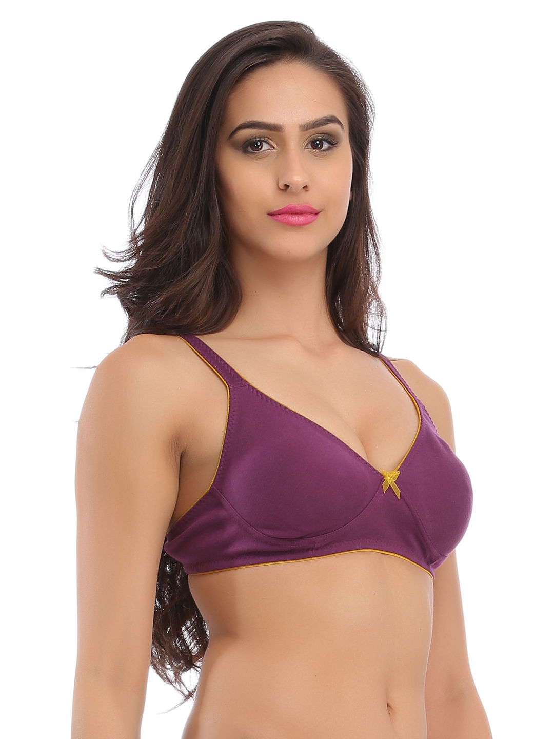 Clovia Cotton Rich Solid Non Padded Demi Cup Wire Free T Shirt Bra