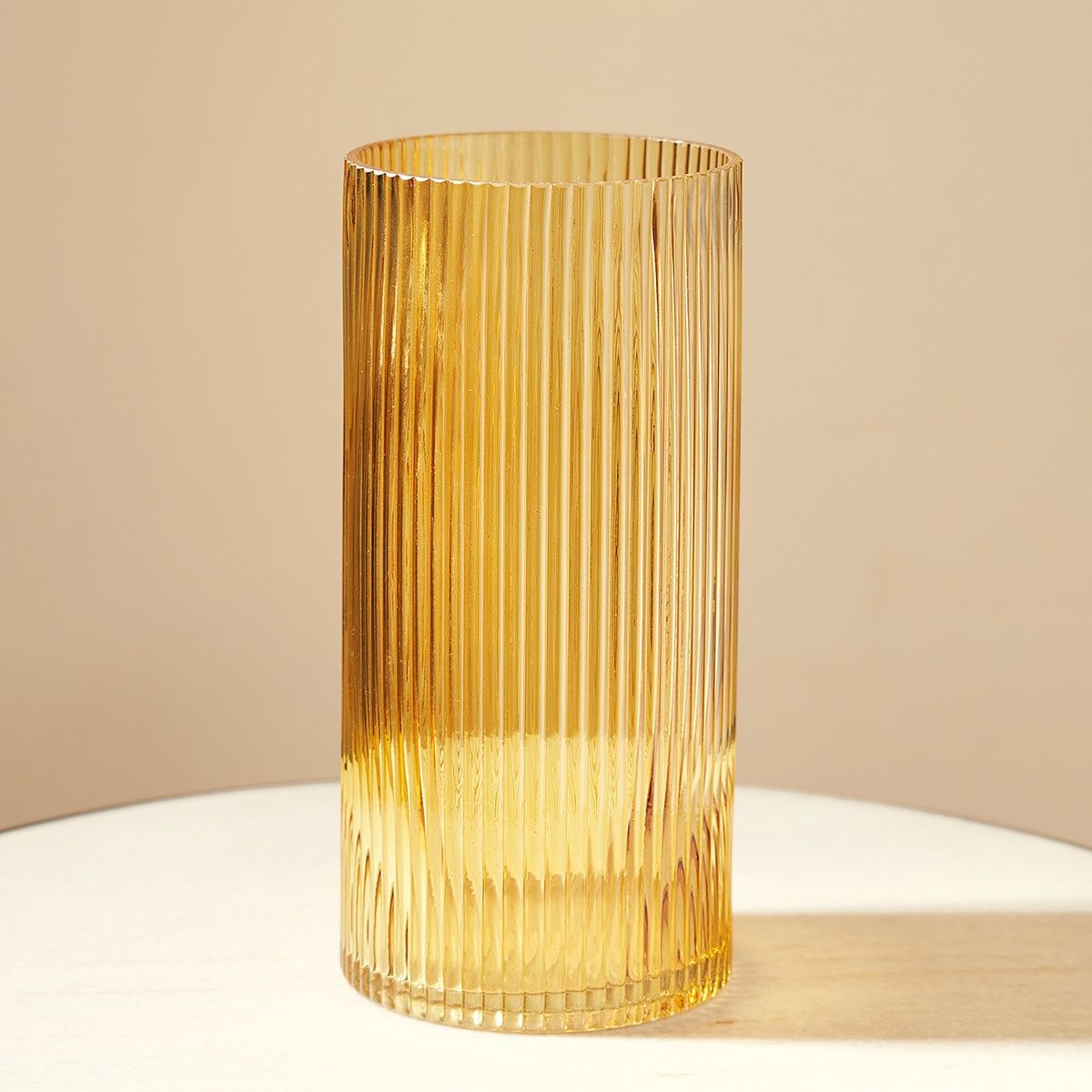 Buy Pure Home + Living Light Brown Ribbed Texture Glass Vase Online