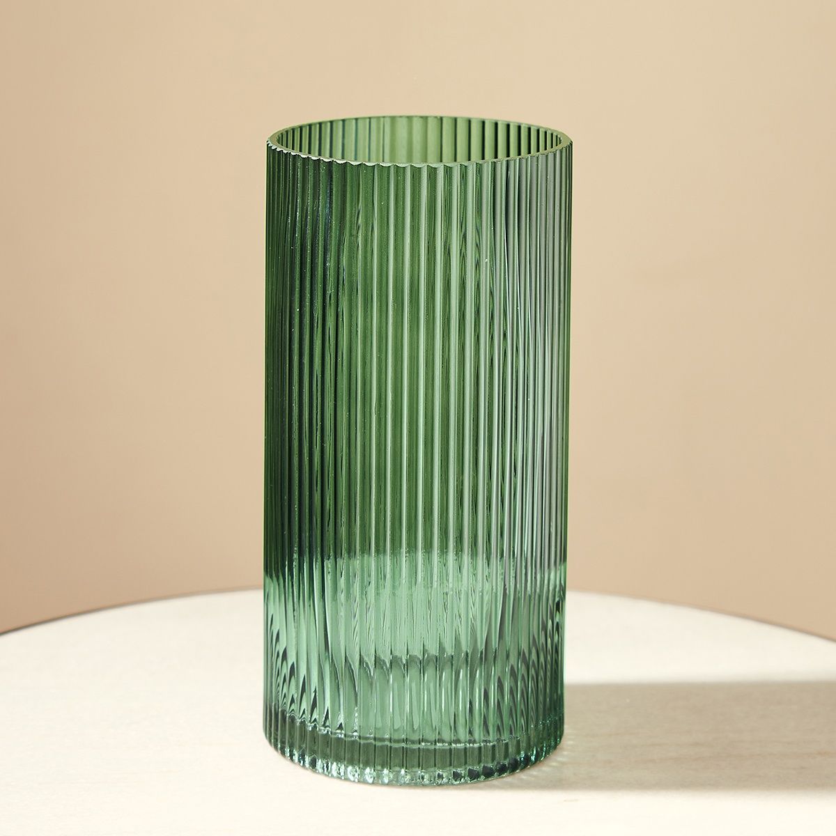 Buy Pure Home + Living Green Ribbed Texture Glass Vase Online
