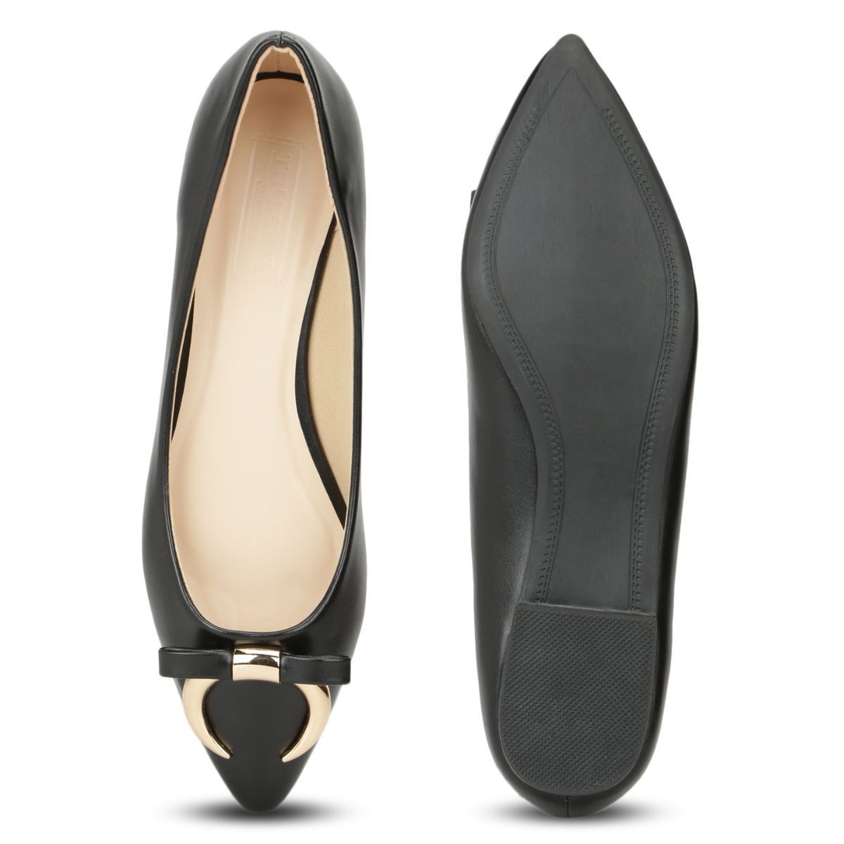 Truffle Collection Black Pu Small Bow Belly Flats: Buy Truffle ...