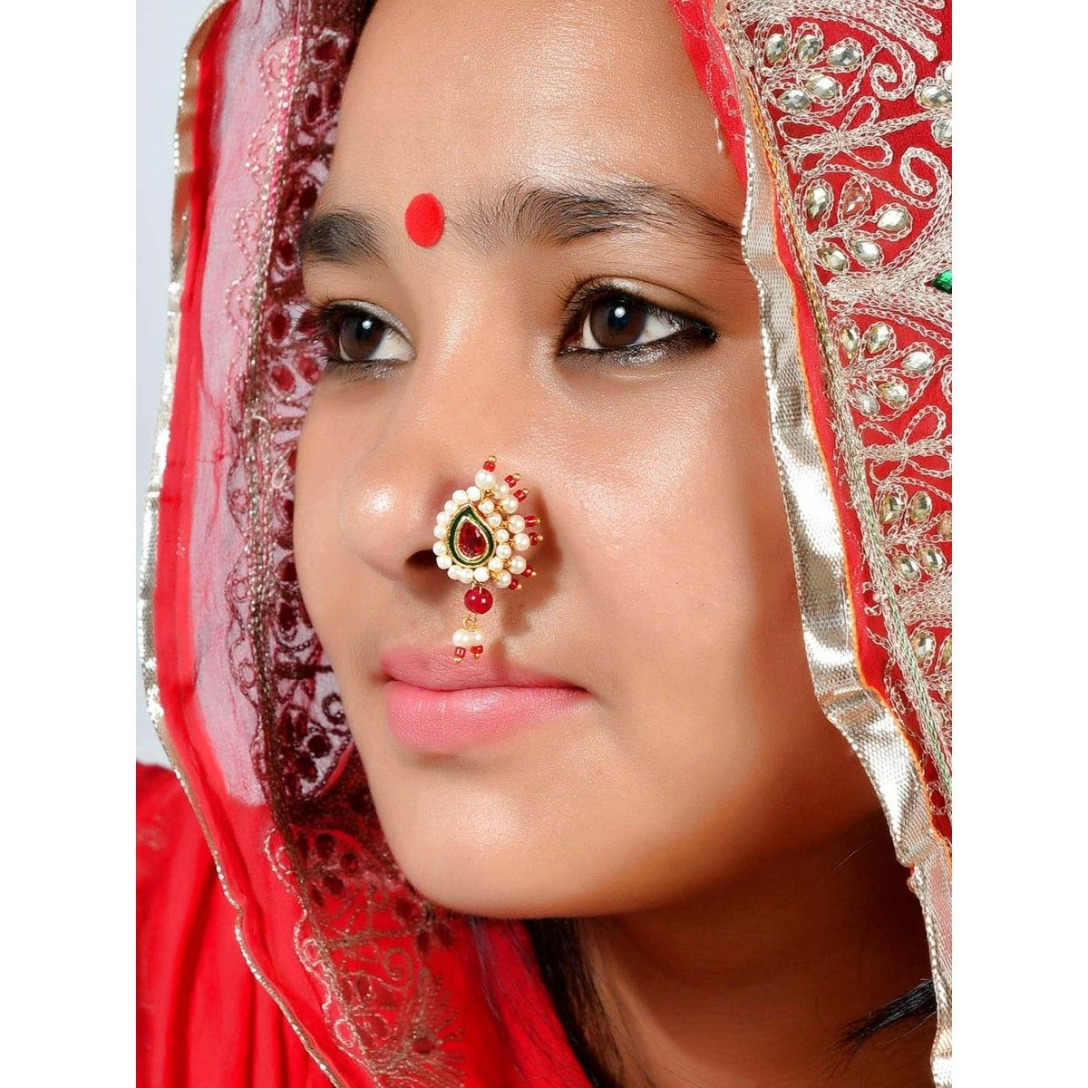 Buy Silvermerc Designs Rajputi Besar Pearl Nose Ring Online