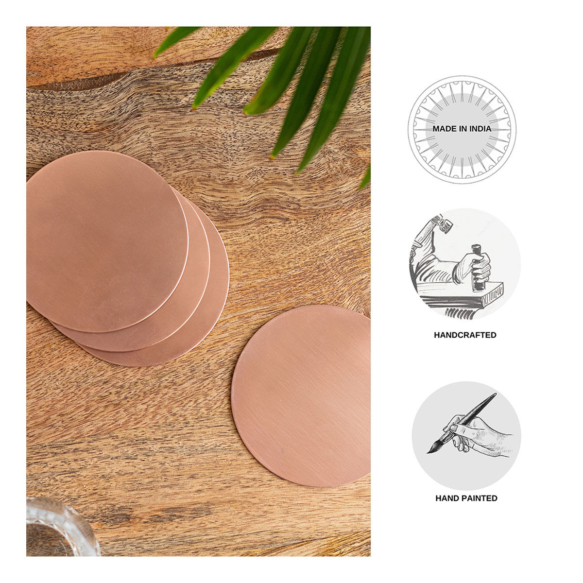 Buy ExclusiveLane Sleek Minimalism Hand-Painted Iron Coasters (Set Of 4 ...