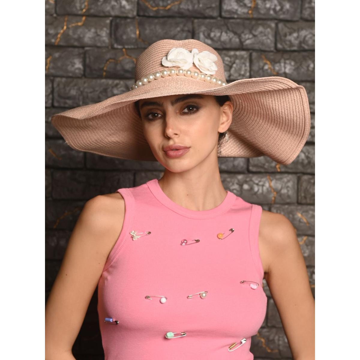 Buy Odette Women Peach Textured Sun Hat Online
