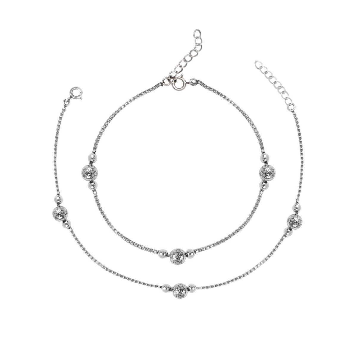 Buy Giva Avni By Oxidised Silver Minimal Triple Bead Anklet For Women ...