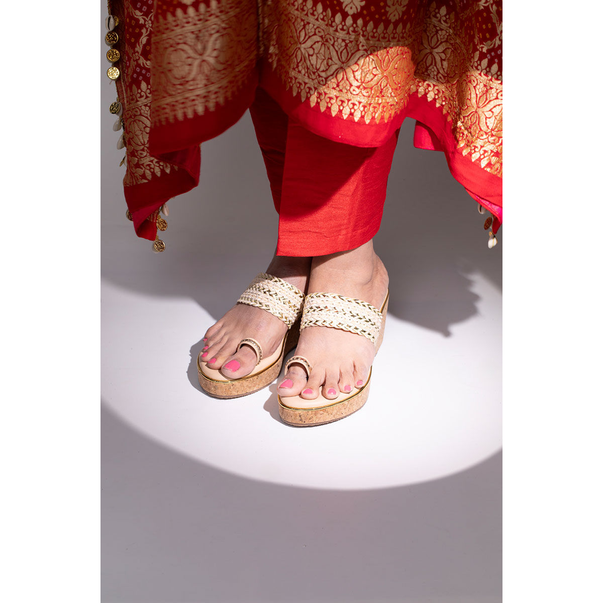 Tic Tac Toe Beige White Lace Wedges: Buy Tic Tac Toe Beige White Lace ...