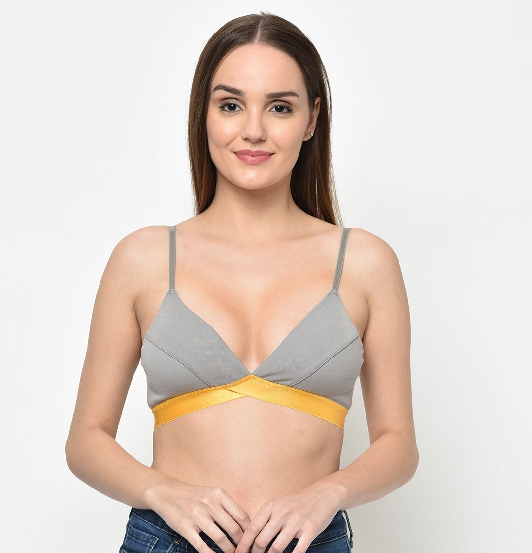 Da Intimo Colour Blocked Pretty Back Bralette Grey 34a Buy Da