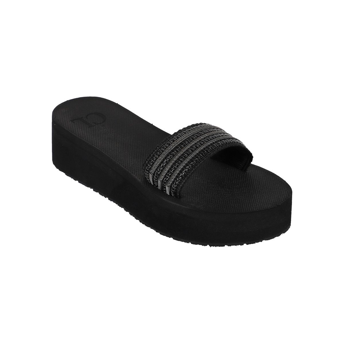 Buy Carlton London Black Women Stripes Sliders Online