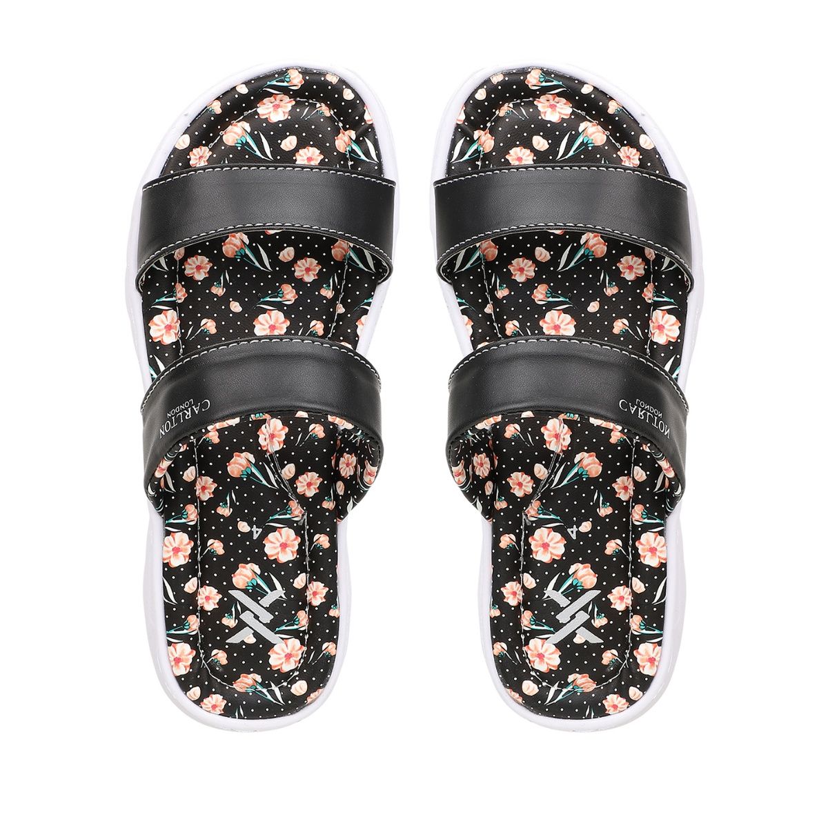 Buy Carlton London Black Women Printed Sliders Online